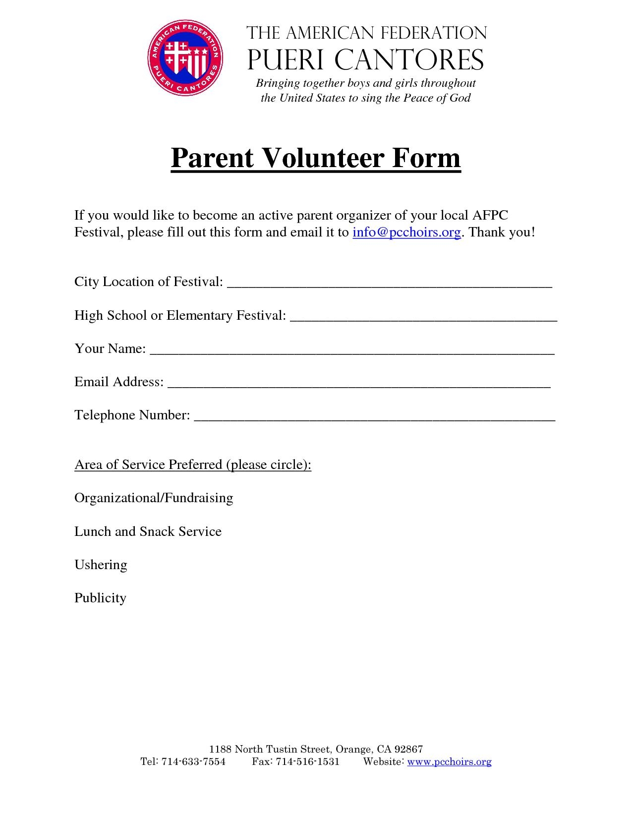 Parent Volunteers | American Federation Pueri Cantores